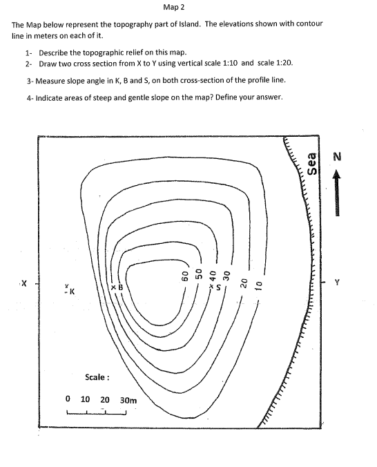 Solved The Map below represent the topography part of | Chegg.com