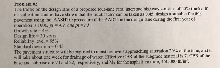 Solved Problem #2 The traffic on the design lane of a | Chegg.com