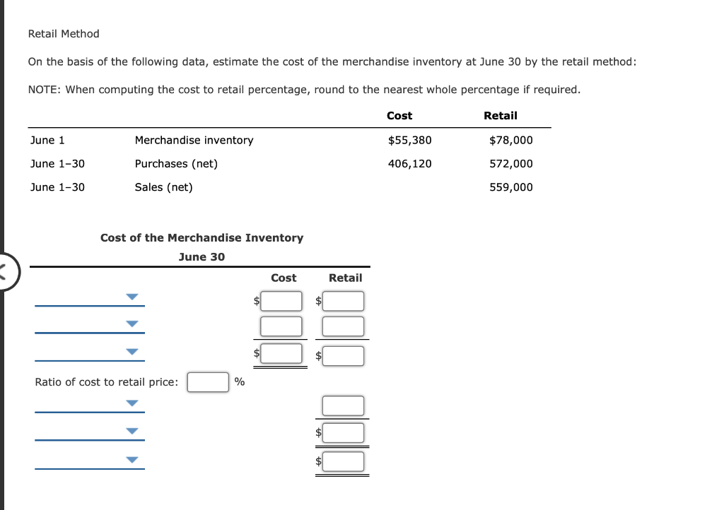 Solved Retail Method On the basis of the following data, | Chegg.com