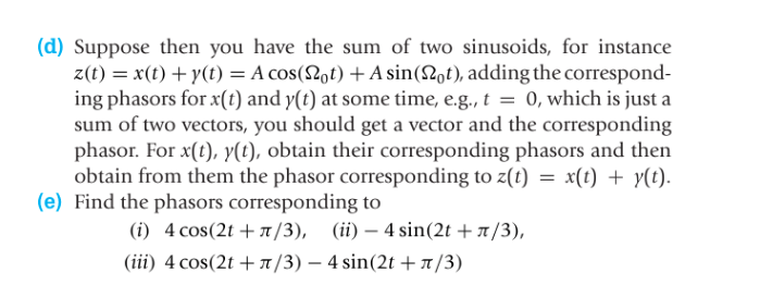 Solved A phasor can be thought of as a vector, representing | Chegg.com