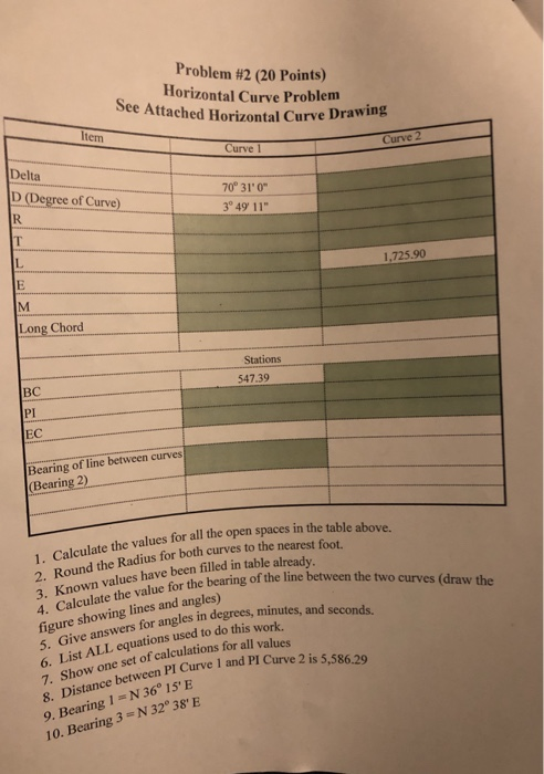 Solved Problem #2 (20 Points) Horizontal Curve Problem See | Chegg.com