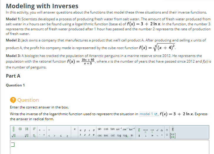 Solved Modeling with Inverses In this activity, you will | Chegg.com