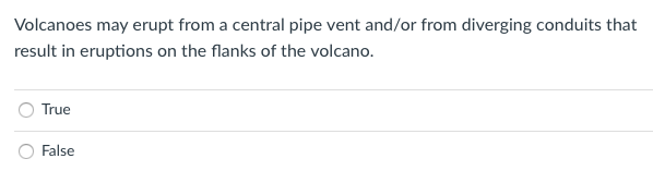 Solved Volcanoes may erupt from a central pipe vent and/or | Chegg.com