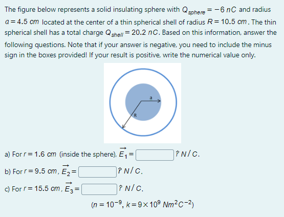 Solved The figure below represents a solid insulating sphere | Chegg.com