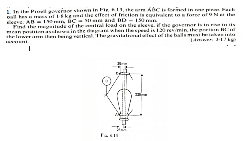 Solved 1. In the Proell governor shown in Fig. 6.13, the arm | Chegg.com