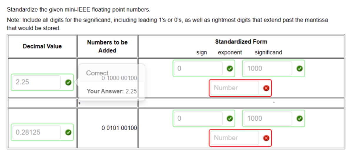 Solved Standardize the given mini-IEEE floating point | Chegg.com Solved Standardize the given mini-IEEE floating point | Chegg.com