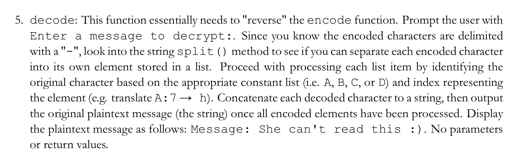 4. encode: Prompt the user with Enter a message to | Chegg.com