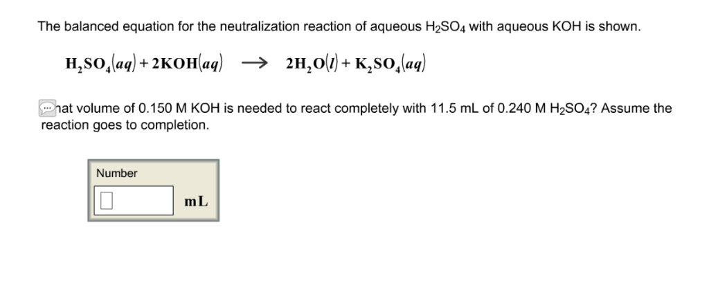 Solved The balanced equation for the neutralization reaction | Chegg.com