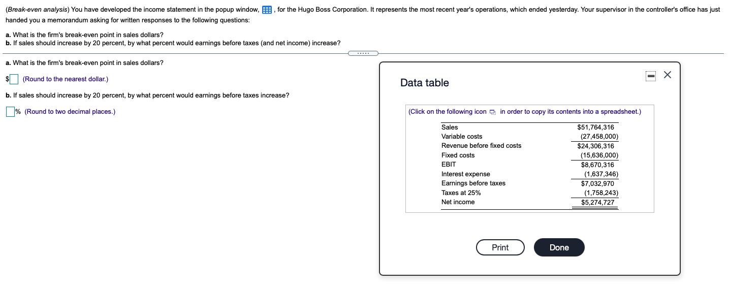 Solved (Break-even analysis) You have developed the income | Chegg.com