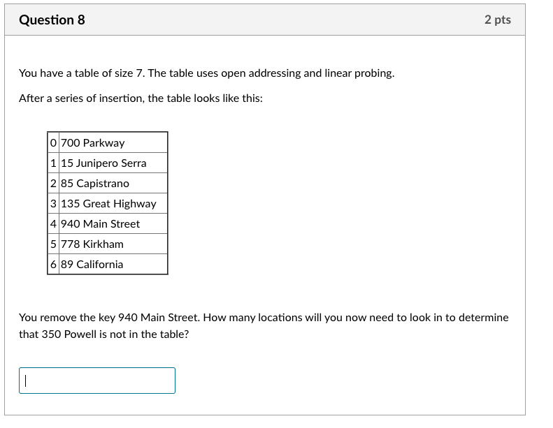 Solved You have a table of size 7. The table uses open | Chegg.com