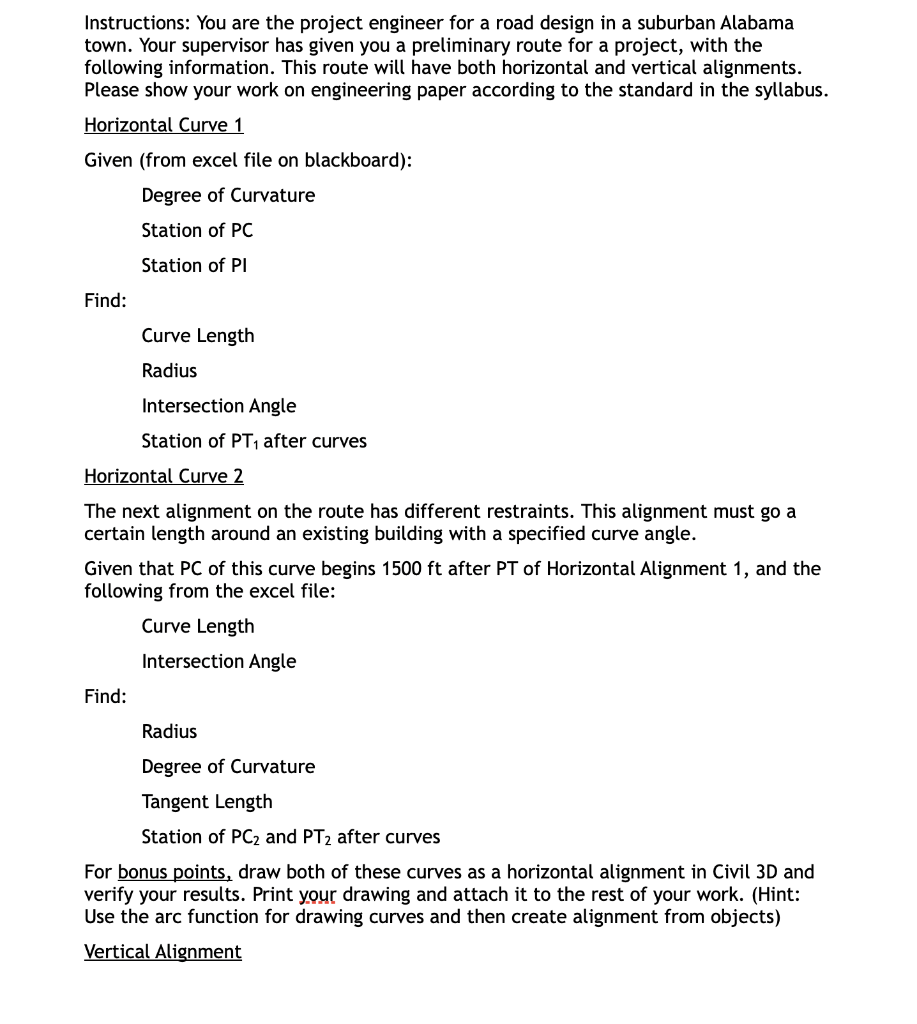 Solved Instructions: You are the project engineer for a road | Chegg.com