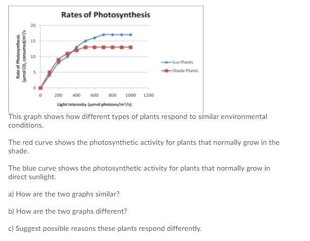 Solved Rates of Photosynthesis 20 15 Rate of Photosynthesis | Chegg.com