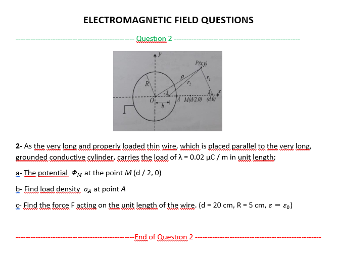 Solved ELECTROMAGNETIC FIELD QUESTIONS Question 2 P/XW) A | Chegg.com
