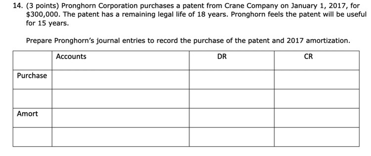 Solved 14. (3 points) Pronghorn Corporation purchases a | Chegg.com Solved 14. (3 points) Pronghorn Corporation purchases a | Chegg.com