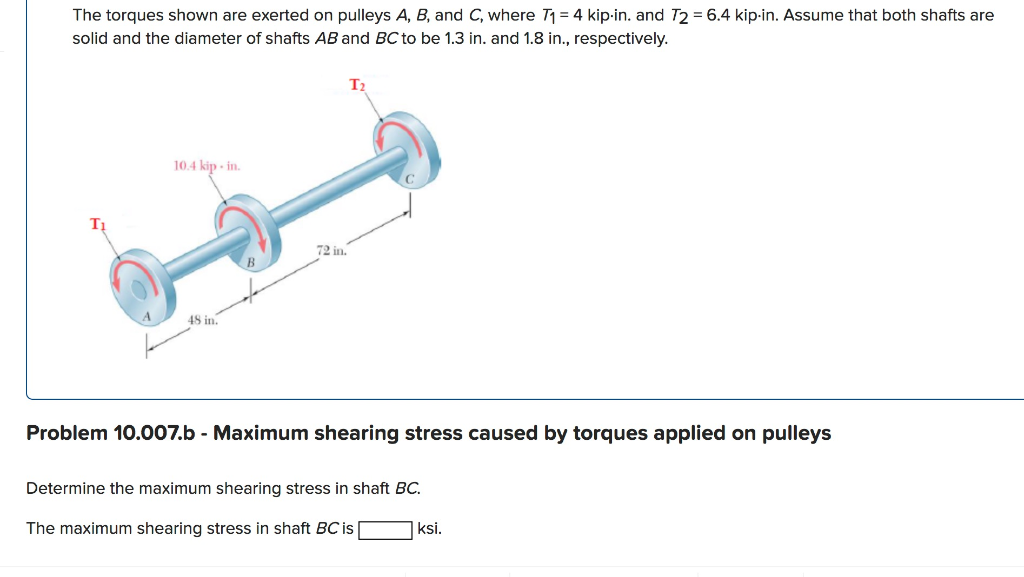 Solved The torques shown are exerted on pulleys A, B, and C, | Chegg.com