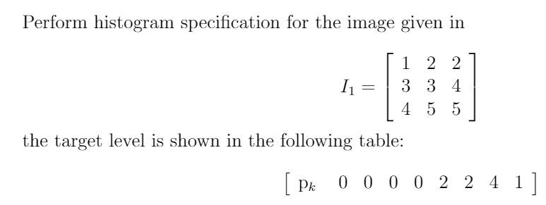 Solved Perform histogram specification for the image given | Chegg.com