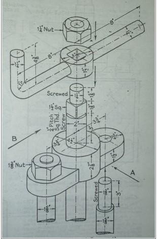 draw assembly drawing from side "A" for the above | Chegg.com