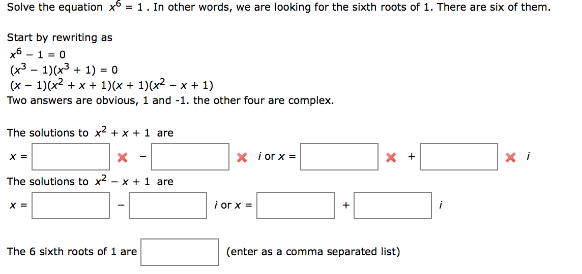 Solved Solve the equation x6 = 1. In other words, we are | Chegg.com