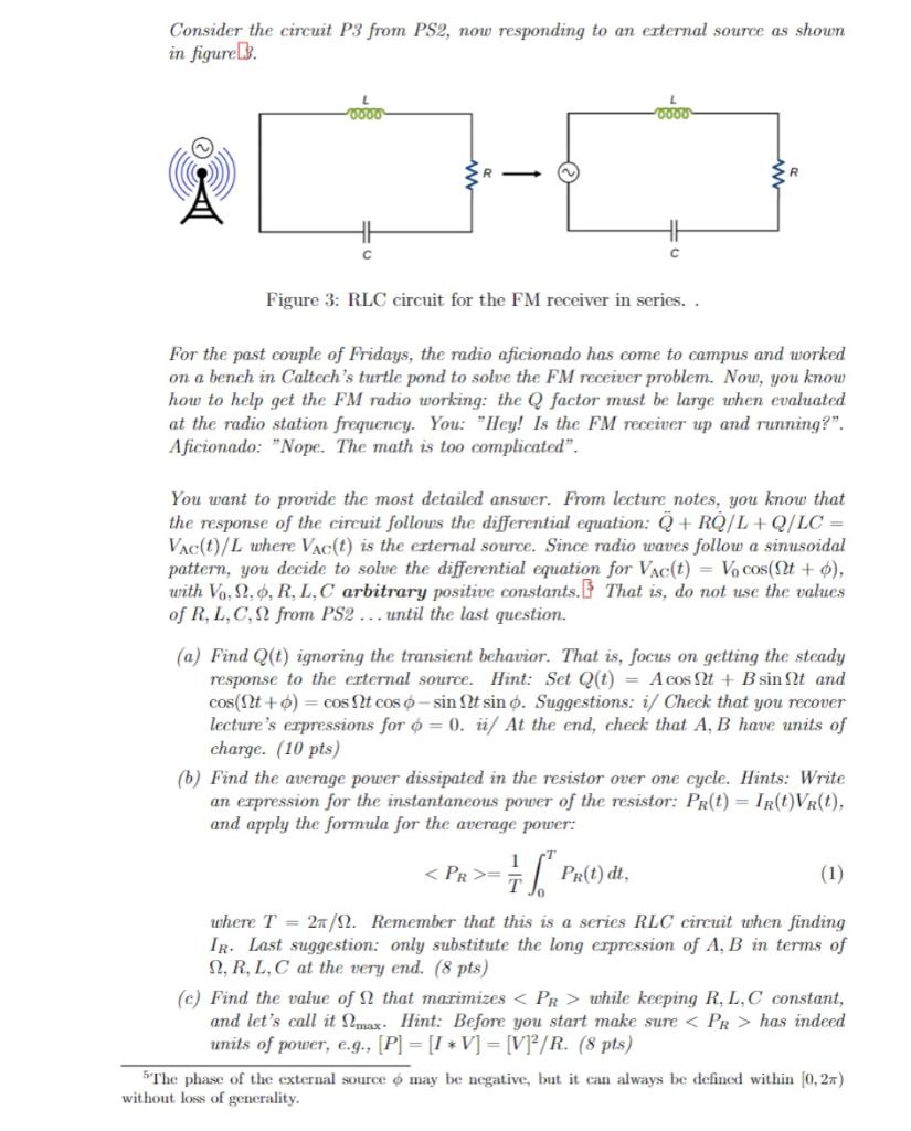 Consider the circuit P3 from PS2, now responding to | Chegg.com