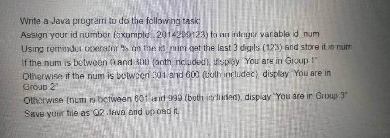 Solved Write a Java program to do the following task. Assign | Chegg.com