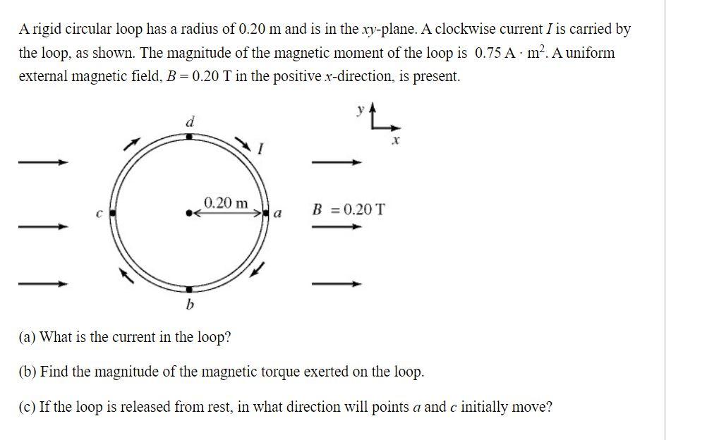 [Solved]: pleas help A rigid circular loop has a radius of