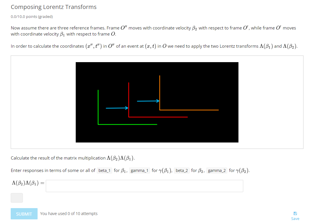 Solved H : Lorentz Transformation In common-dimension ' c=1 | Chegg.com
