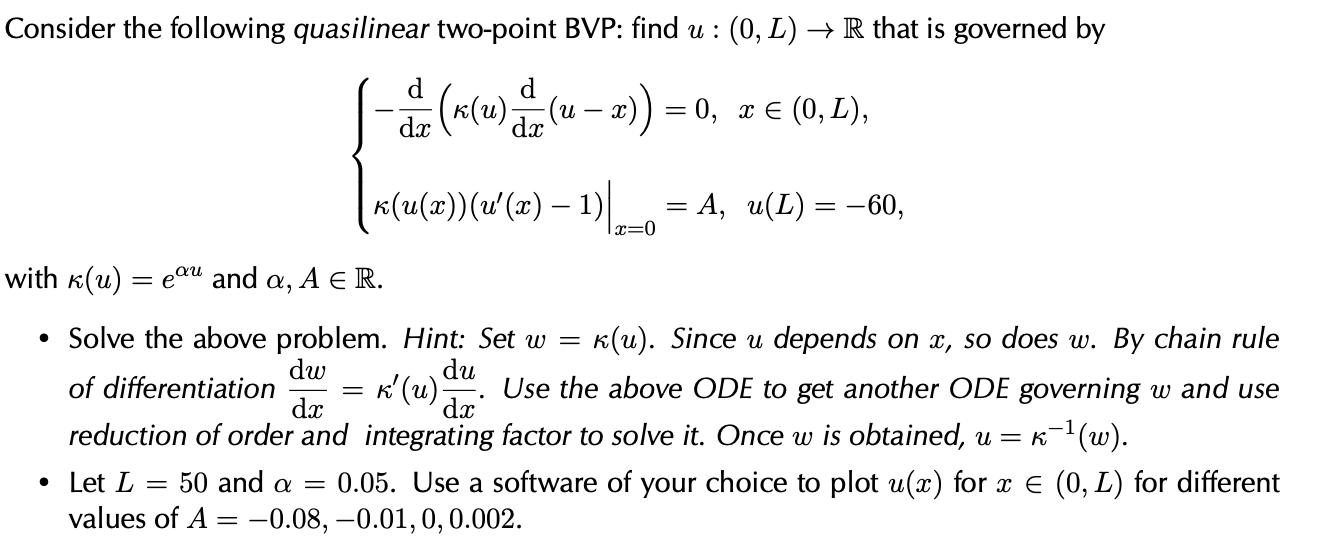 Consider the following quasilinear two-point BVP: | Chegg.com