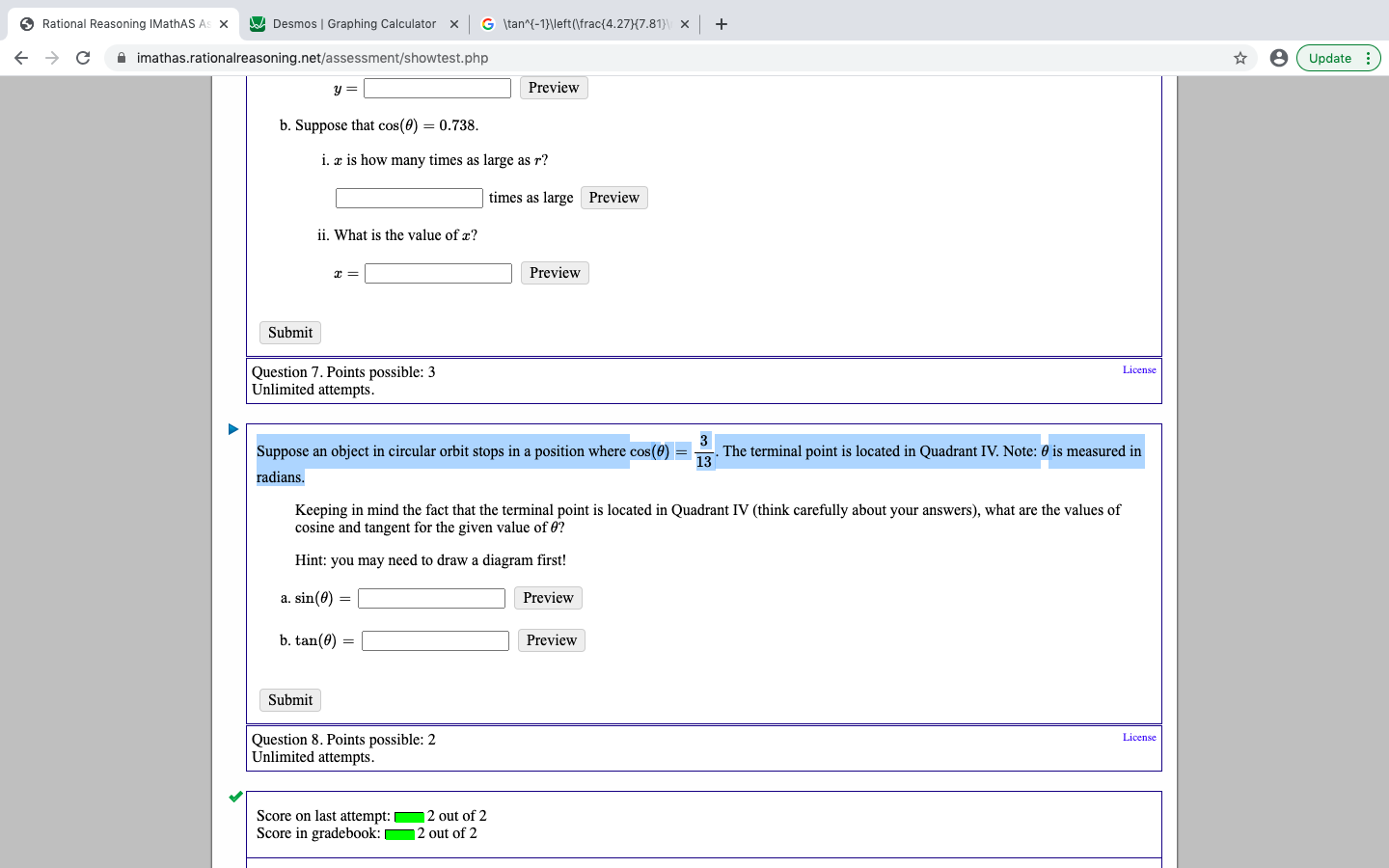 Solved Rational Reasoning IMathAS AS X Desmos | Graphing | Chegg.com