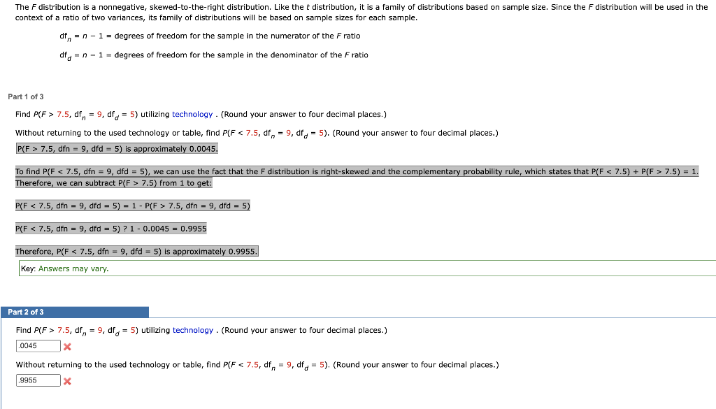 Solved The F distribution is a nonnegative, | Chegg.com
