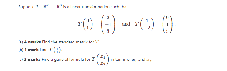 Solved Suppose T:R2→R3 is a linear transformation such that | Chegg.com