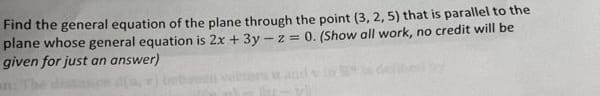 Solved Find the general equation of the plane through the | Chegg.com