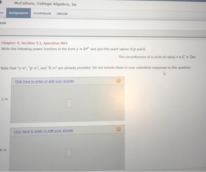 Solved Write the following power function in the form y = | Chegg.com