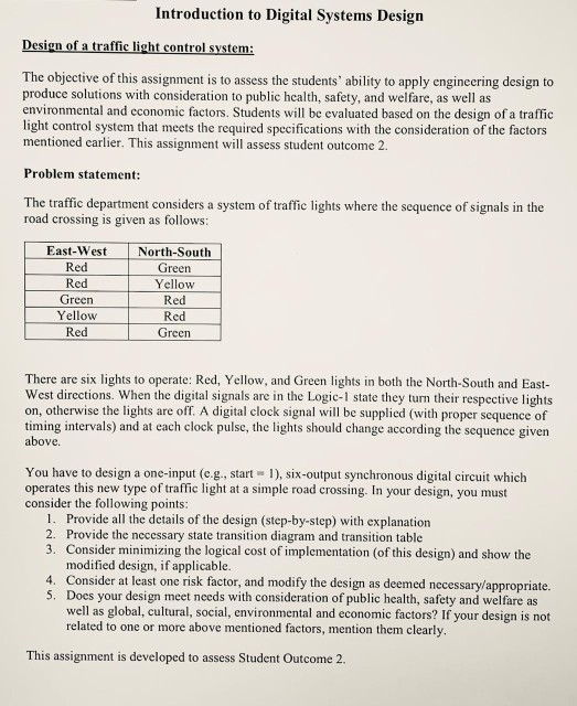 Solved Introduction to Digital Systems Design Design of a | Chegg.com