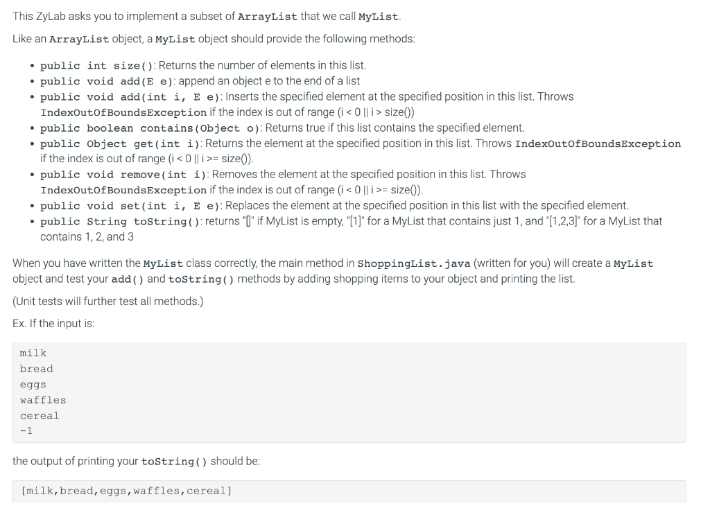 Solved This ZyLab asks you to implement a subset of | Chegg.com