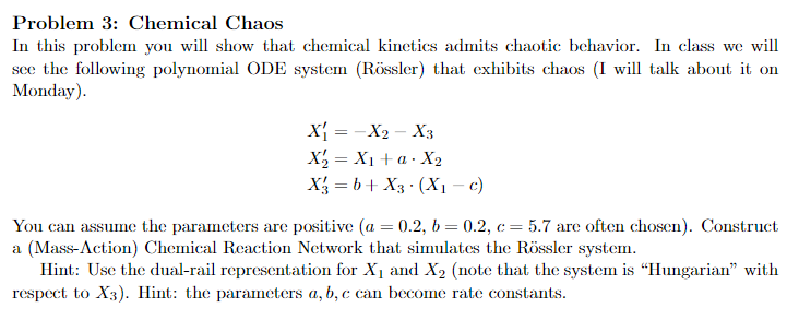Solved Problem 3: Chemical ChaosIn this problem you will | Chegg.com