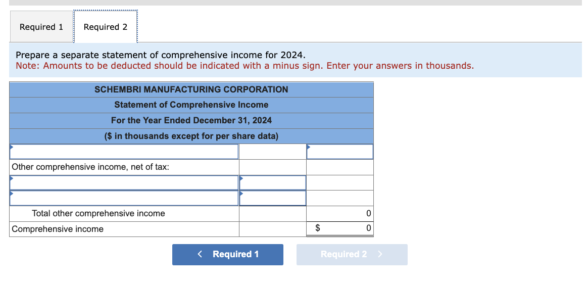 Other Comprehensive Income Presentation