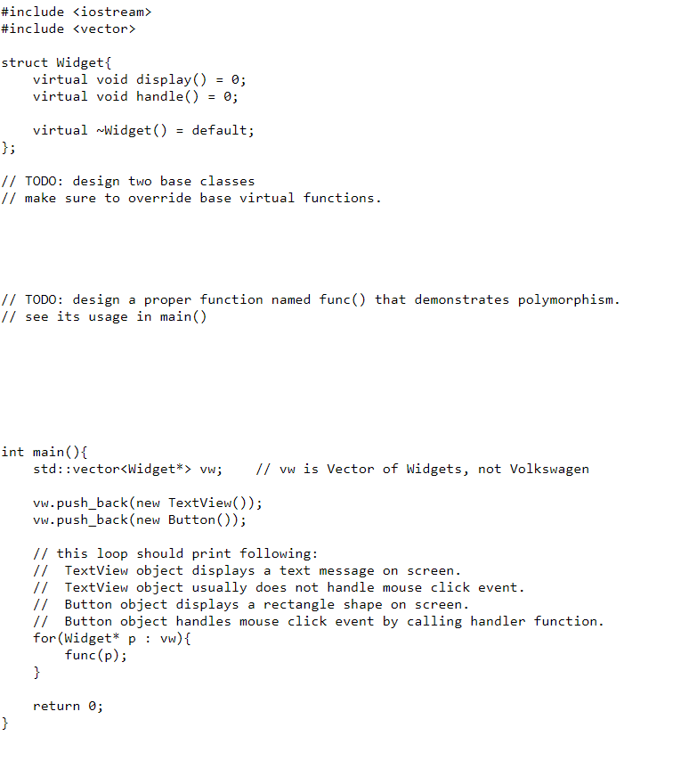 Solved Design two child classes (TextView and Button) that | Chegg.com