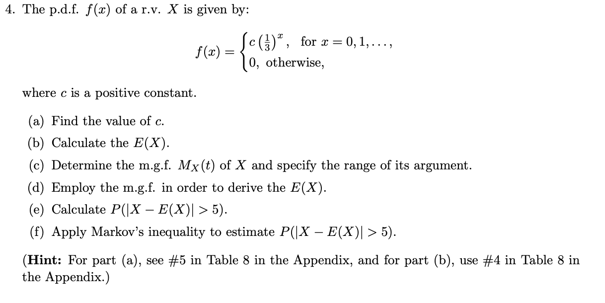 Solved The p.d.f. f(x) of a r.v. X is given by: | Chegg.com