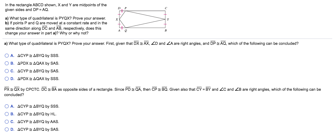 Solved In the rectangle ABCD shown, X and Y are midpoints of | Chegg.com