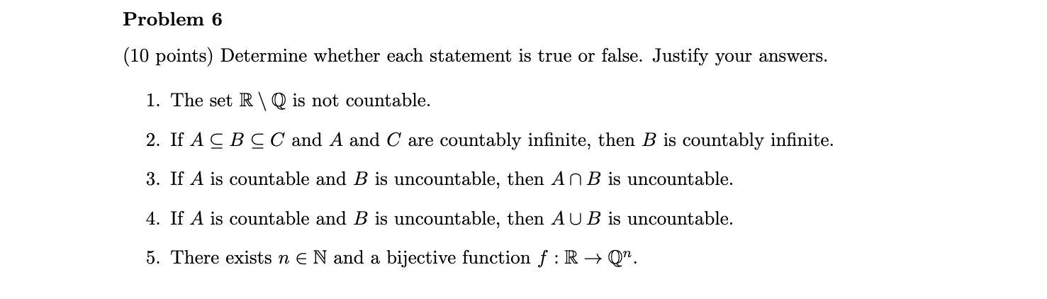 Solved Problem 6 (10 points) Determine whether each | Chegg.com