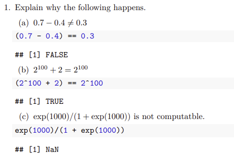 Solved Explain why the following happens. (a) 0.7−0.4 =0.3 | Chegg.com
