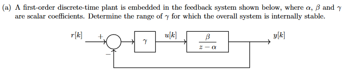 Solved (a) A first-order discrete-time plant is embedded in | Chegg.com