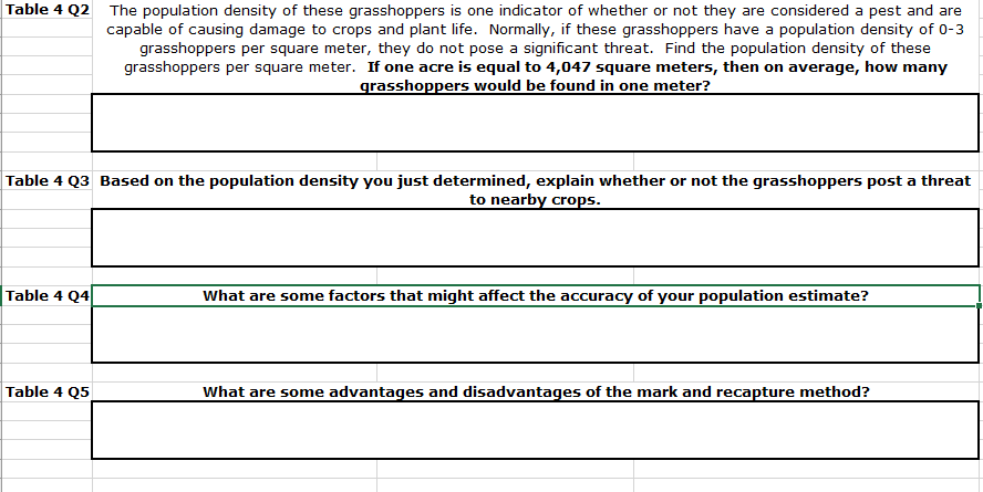 Solved Mark and Recapture Sampling Virtual Lab Table 4. Mark | Chegg.com