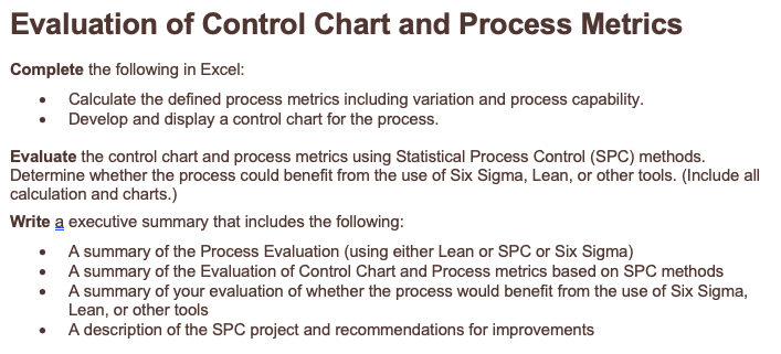 Evaluation Of Control Chart And Process Metrics 