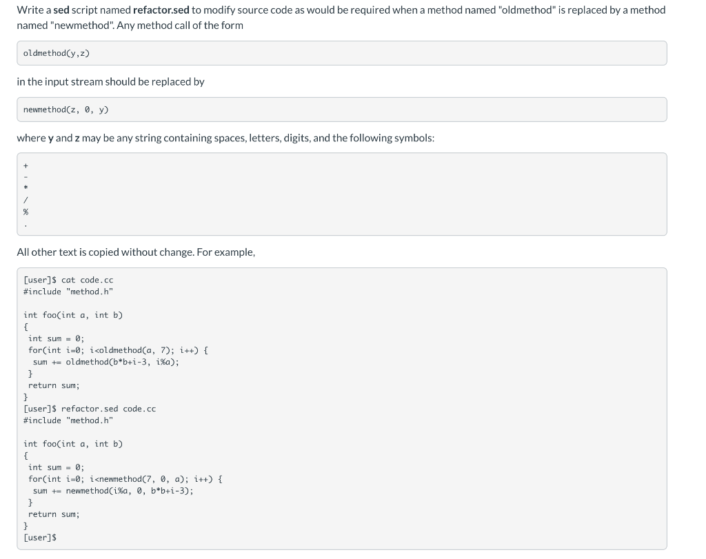 Write A Sed Script Named D To Modify 9692