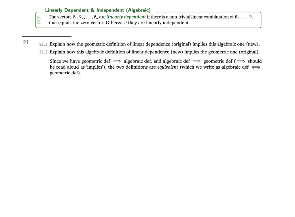 Solved Linearly Dependent \& Independent (Algebraic) The | Chegg.com