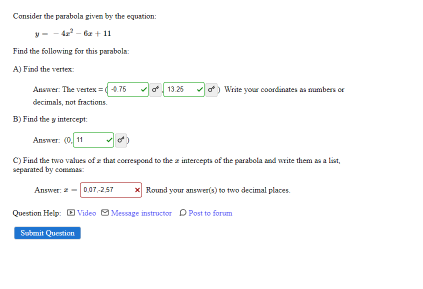Solved Consider the parabola given by the equation: y = - | Chegg.com