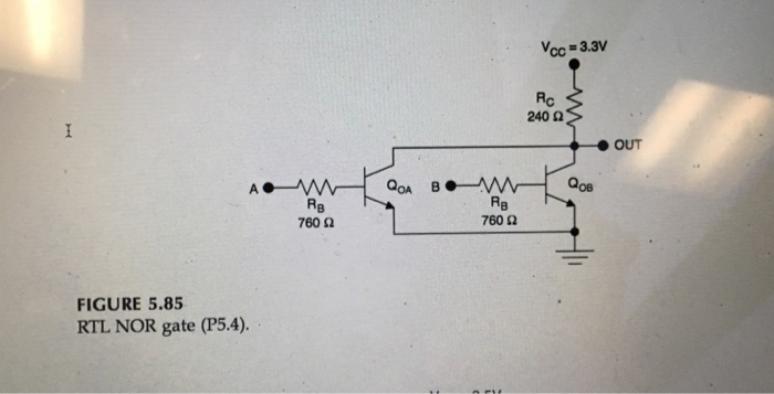Solved P5.4. For the RTL NOR gate of Figure 5.85, determine | Chegg.com