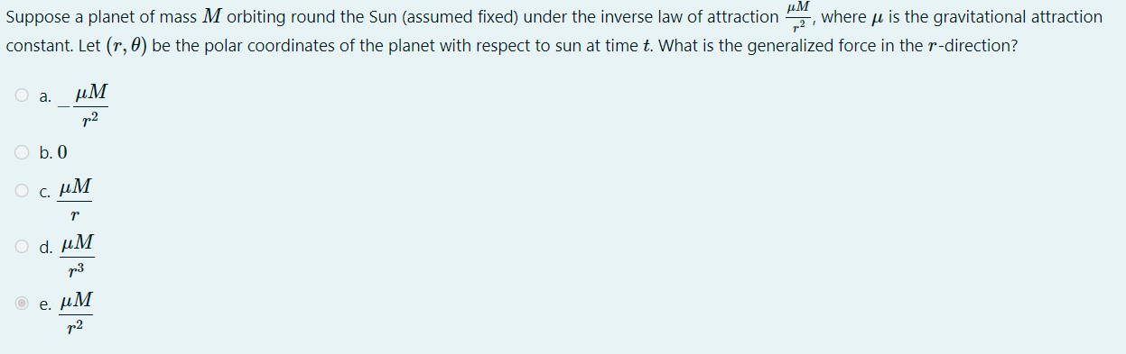 Solved Suppose a planet of mass M orbiting round the Sun | Chegg.com