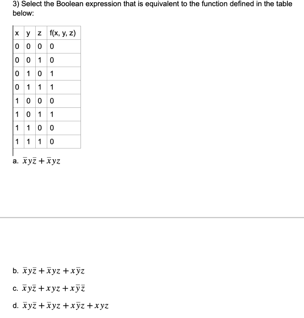 Solved 3) Select the Boolean expression that is equivalent | Chegg.com